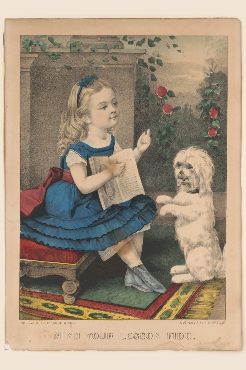 Print: Mind Your Lesson Fido, circa 1856 - Walmart.com