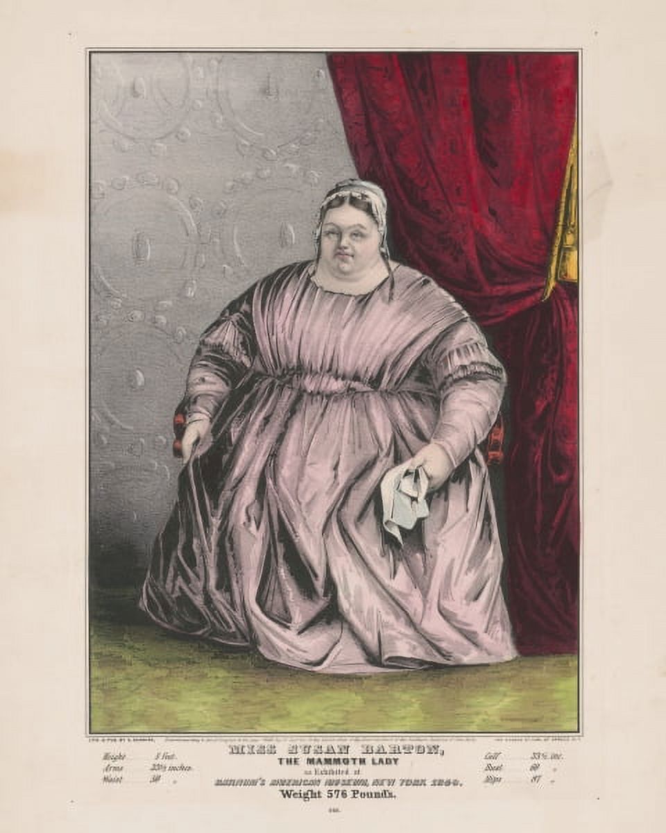 Print: Miss Susan Barton: The Mammoth Lady, As Exhibited At Barnum's ...