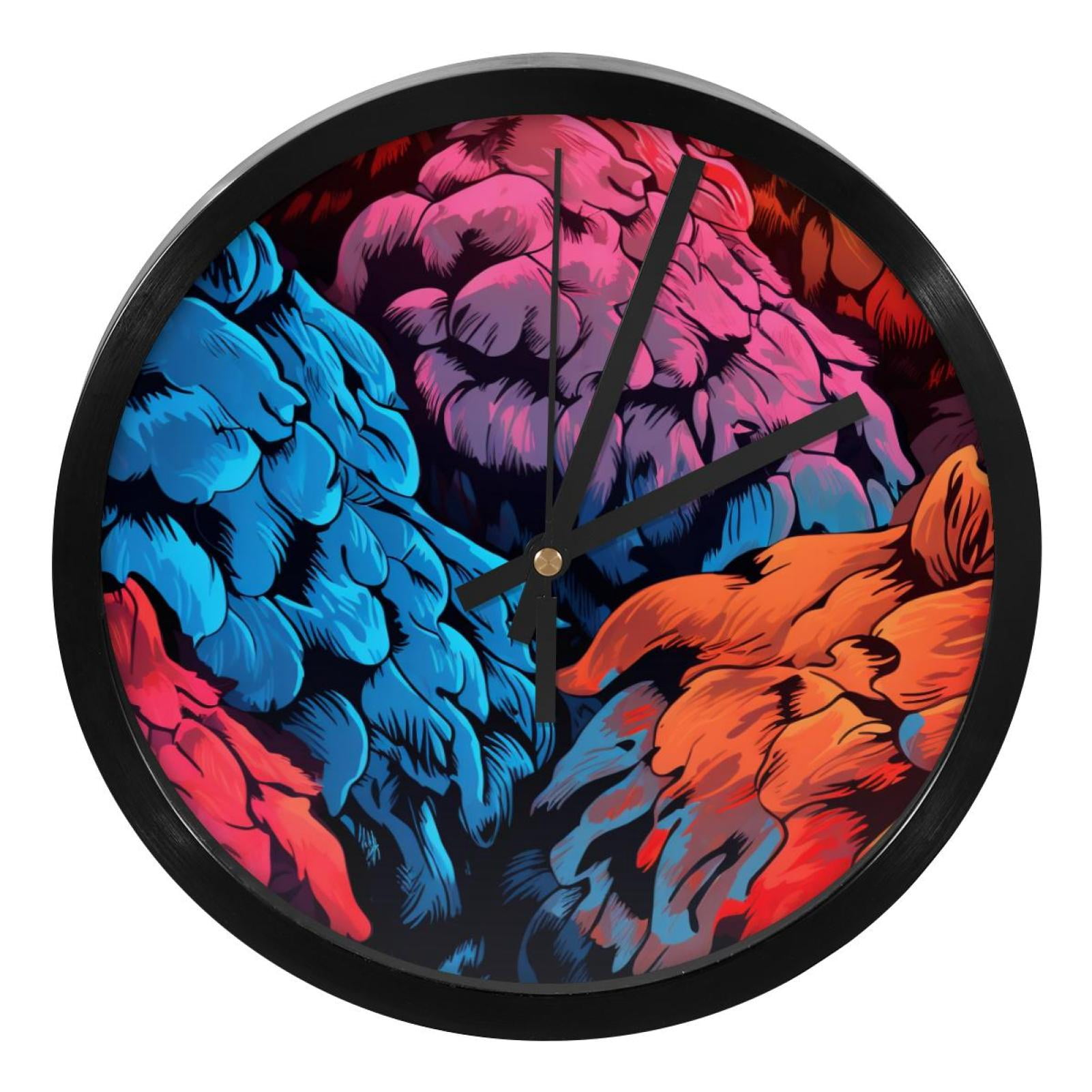 Print Modern Wall Clock, 9.8 Inches, Silent Non-Ticking Round Digital ...