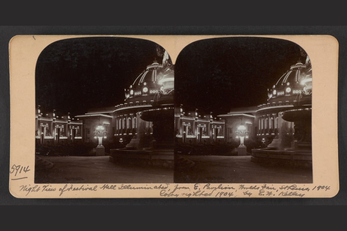 Print: Night View Of Festival Hall Illuminated, From E. Pavilion ...