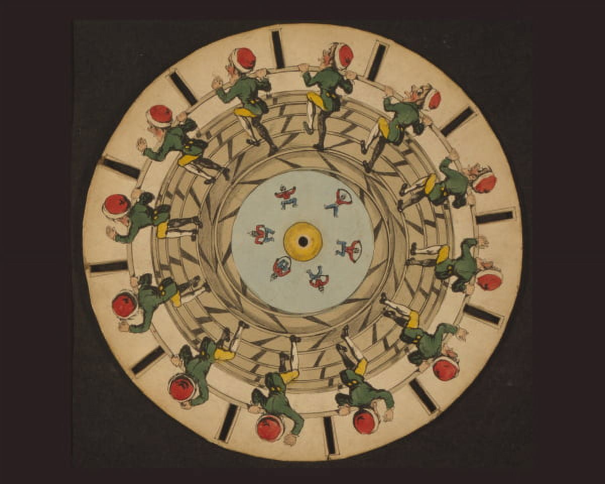 Print: Optical Illusion Disc With Man Jumping Rope And A Man Sticking ...