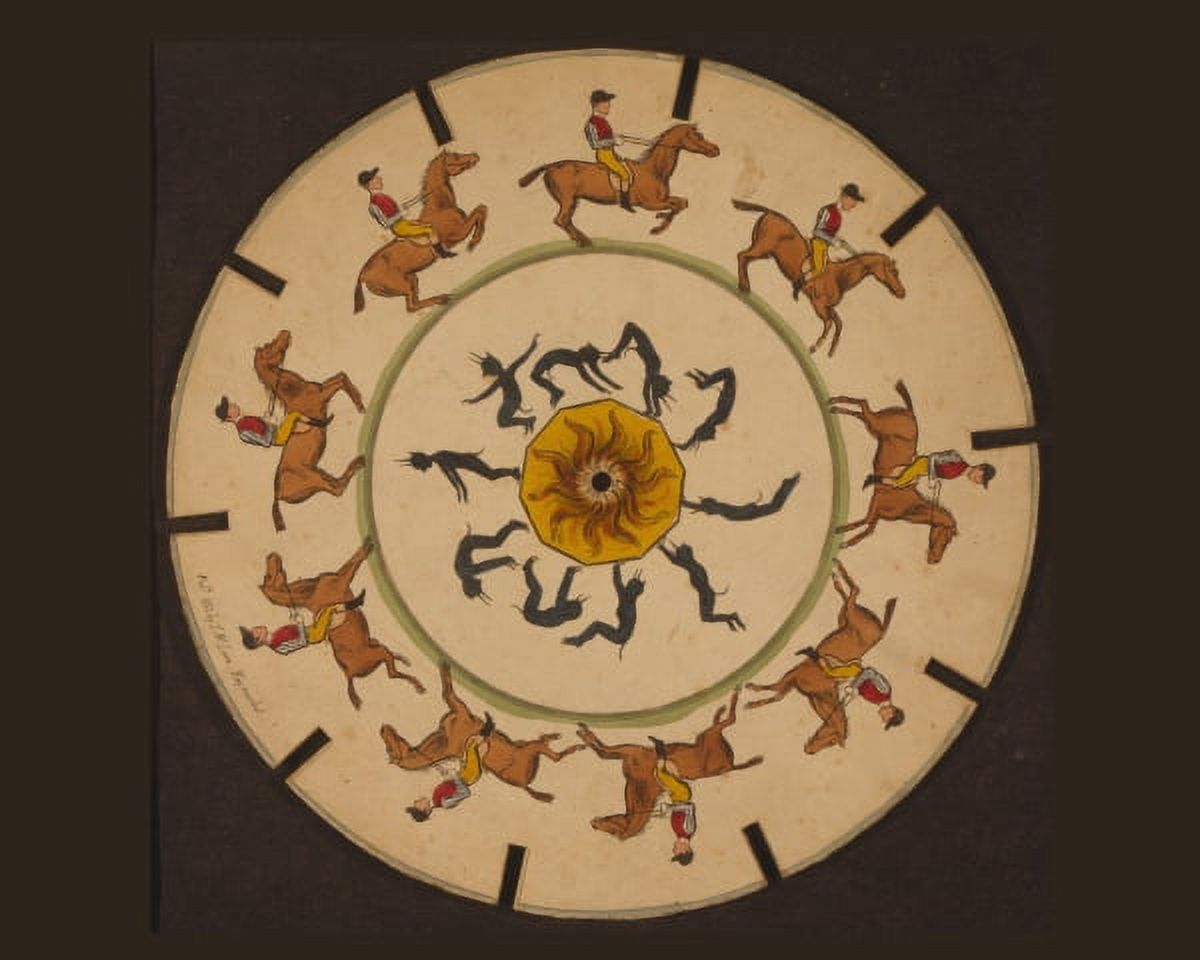 Print: Optical Illusion Disc With Somersaults And Horseback Riding ...