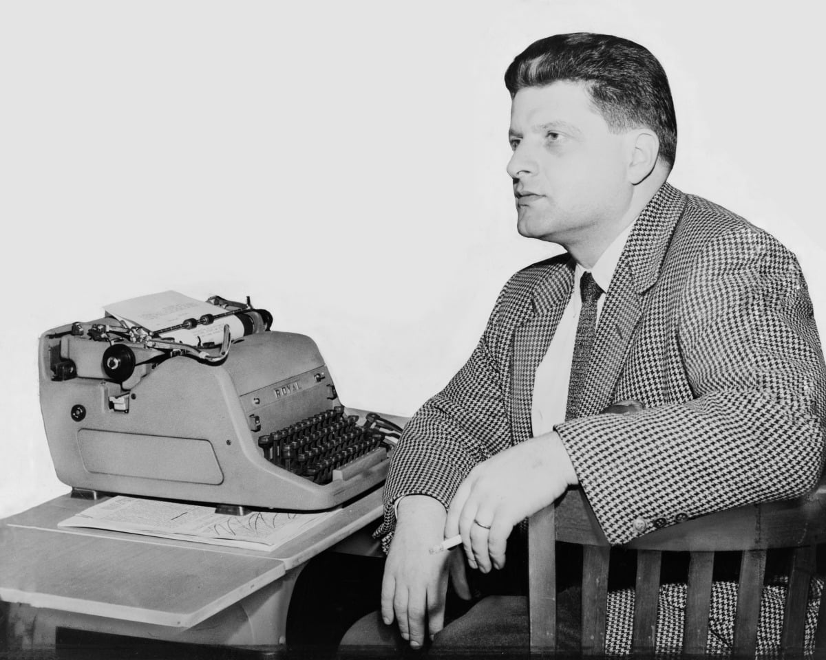 Print: Paddy Chayefsky, Half-Length Portrait, Seated At Typewriter ...