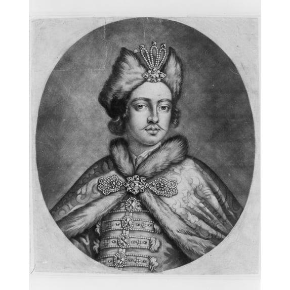 Print: Peter The Great, Head-And-Shoulders Portrait, Facing Slightly ...