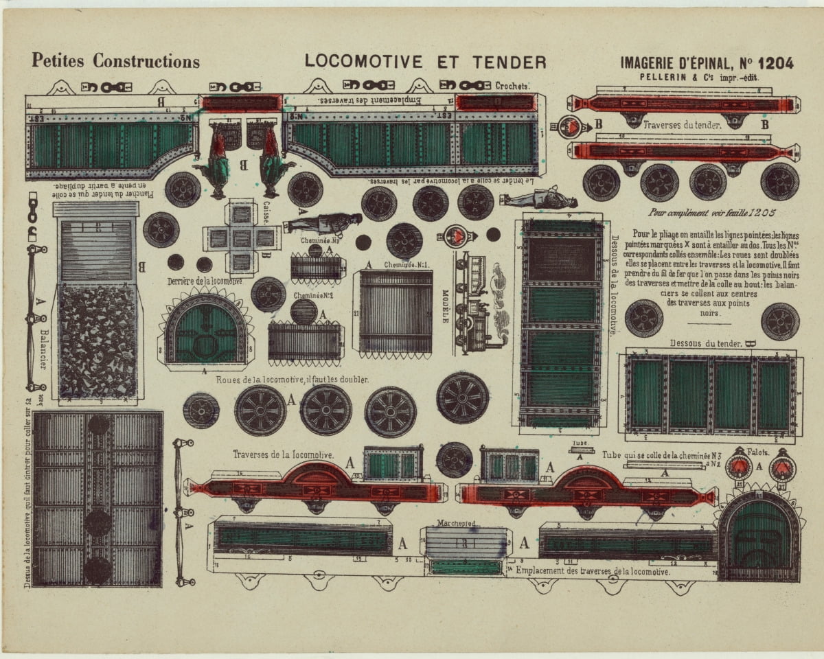 Print: Petites Constructions. Locomotive Et Tender, circa 1870 ...