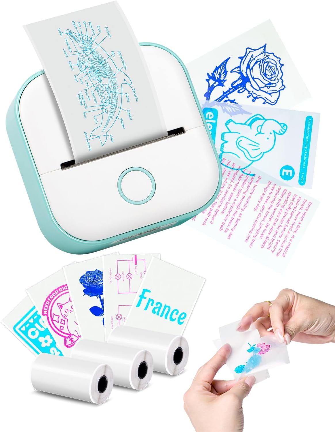 Print Pods Mini Printer - T02 Sticker Printer, Portable Thermal Inkless ...
