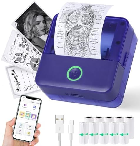 Print Pods Mini Printer, Thermal Inkless Sticker Maker with 10 Rolls ...
