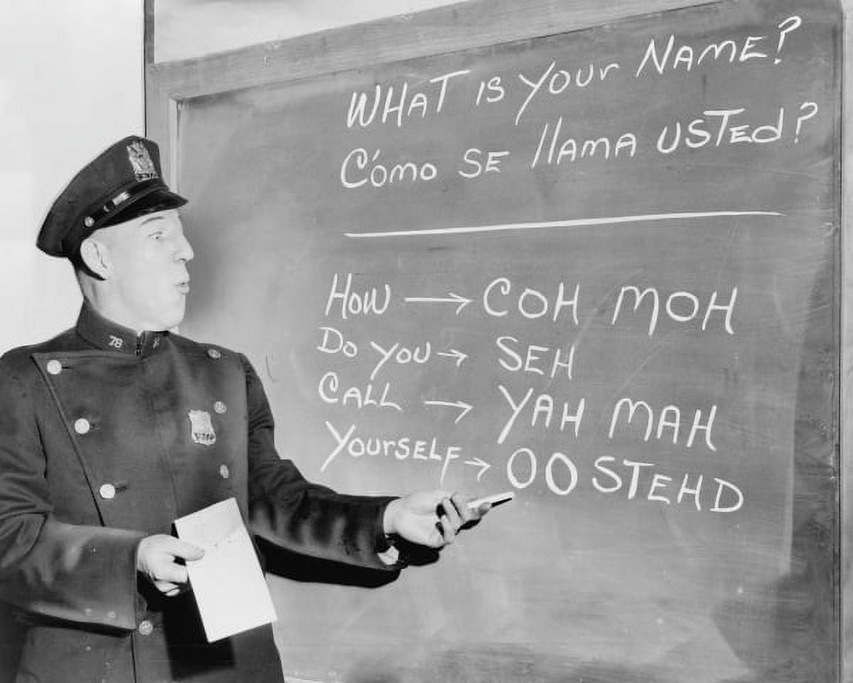 Print: Police Officer Practices Spanish Phrases, 1958 - Walmart.com