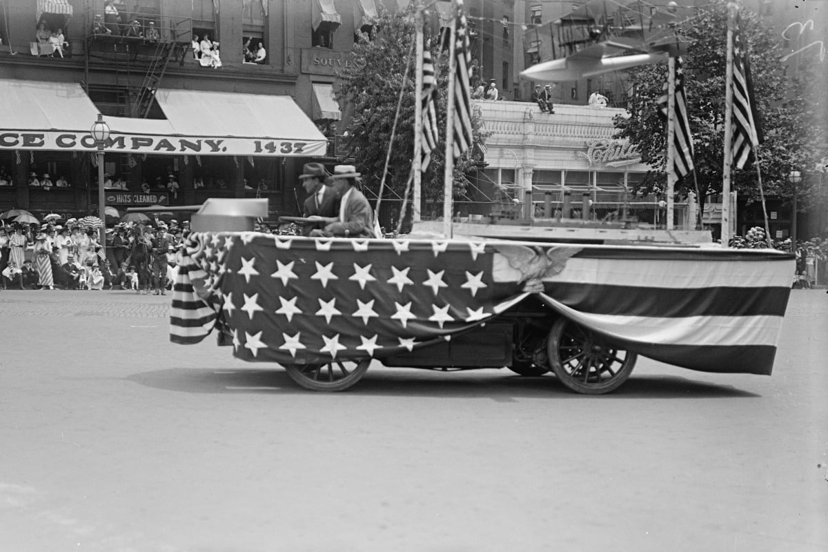 Print: Preparedness Parade. Battleship And Airplane Float, 1916 ...