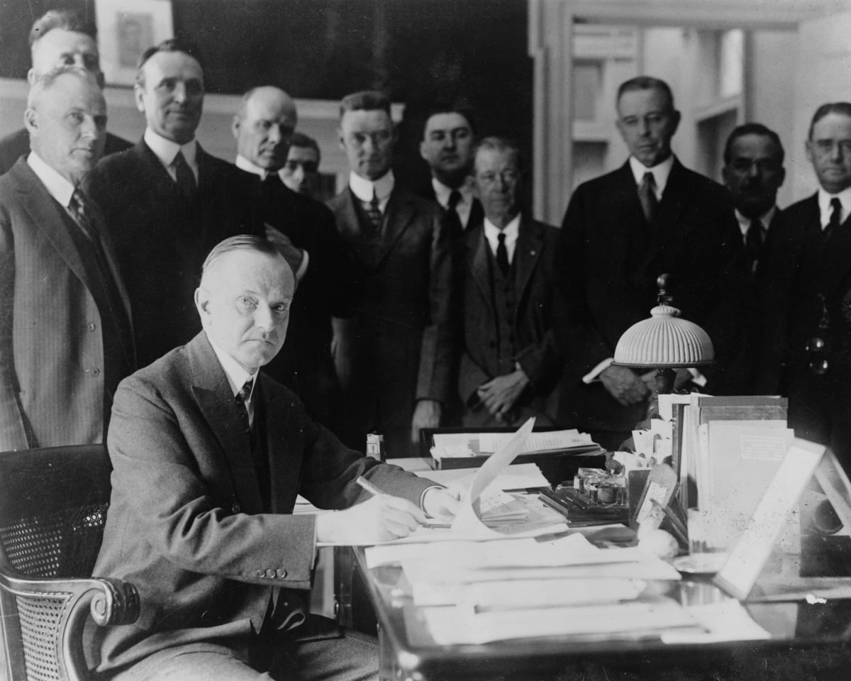 Print: President Coolidge Signing The Cameron Bill Which Authorizes The ...