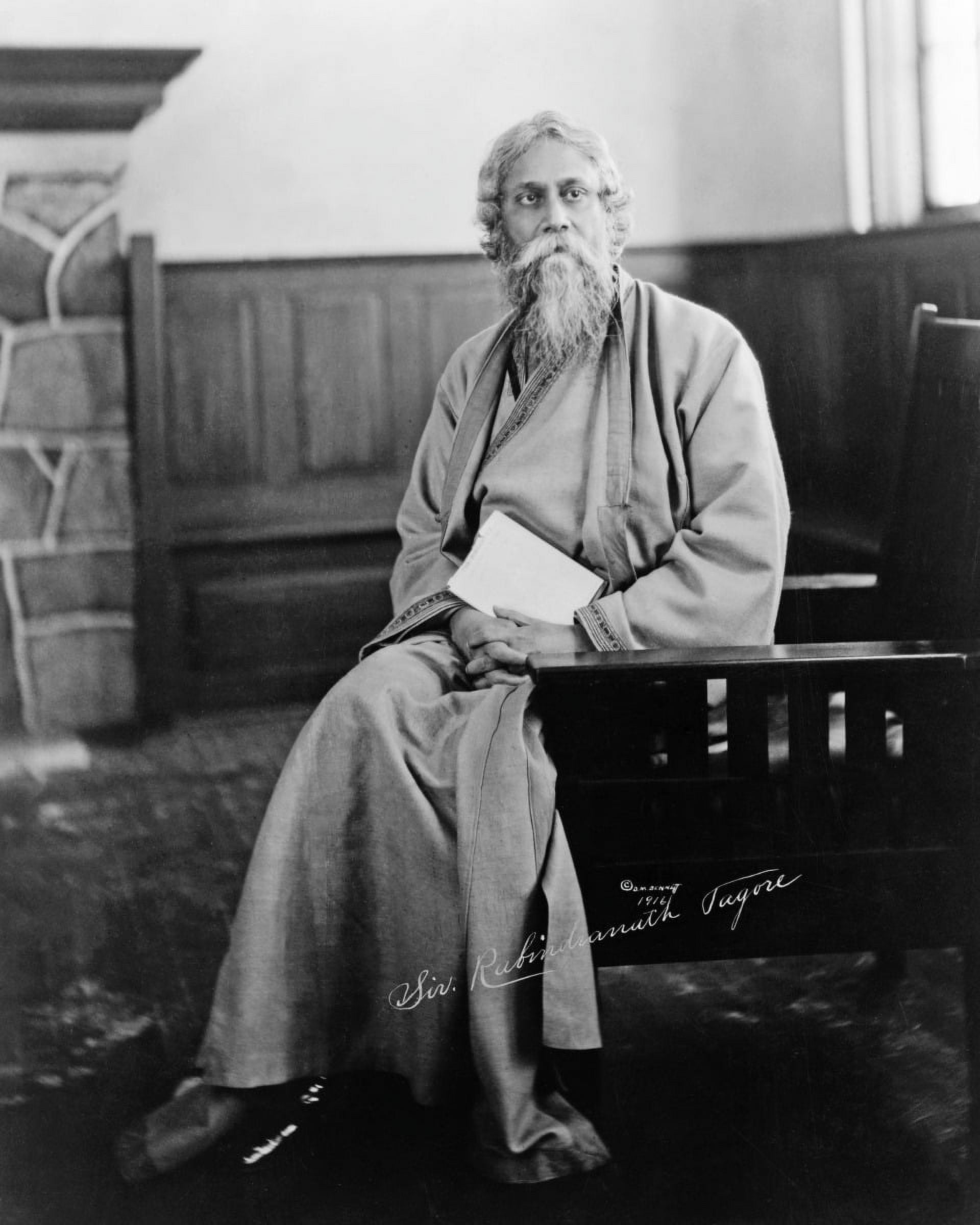 Print: Rabindranath Tagore, Full-Length Portrait, Seated, Facing Front ...