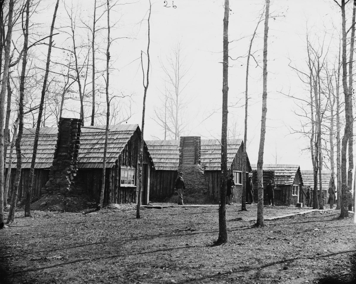 Print: Rappahannock Station, Va. Officers' Quarters, 50th New York ...