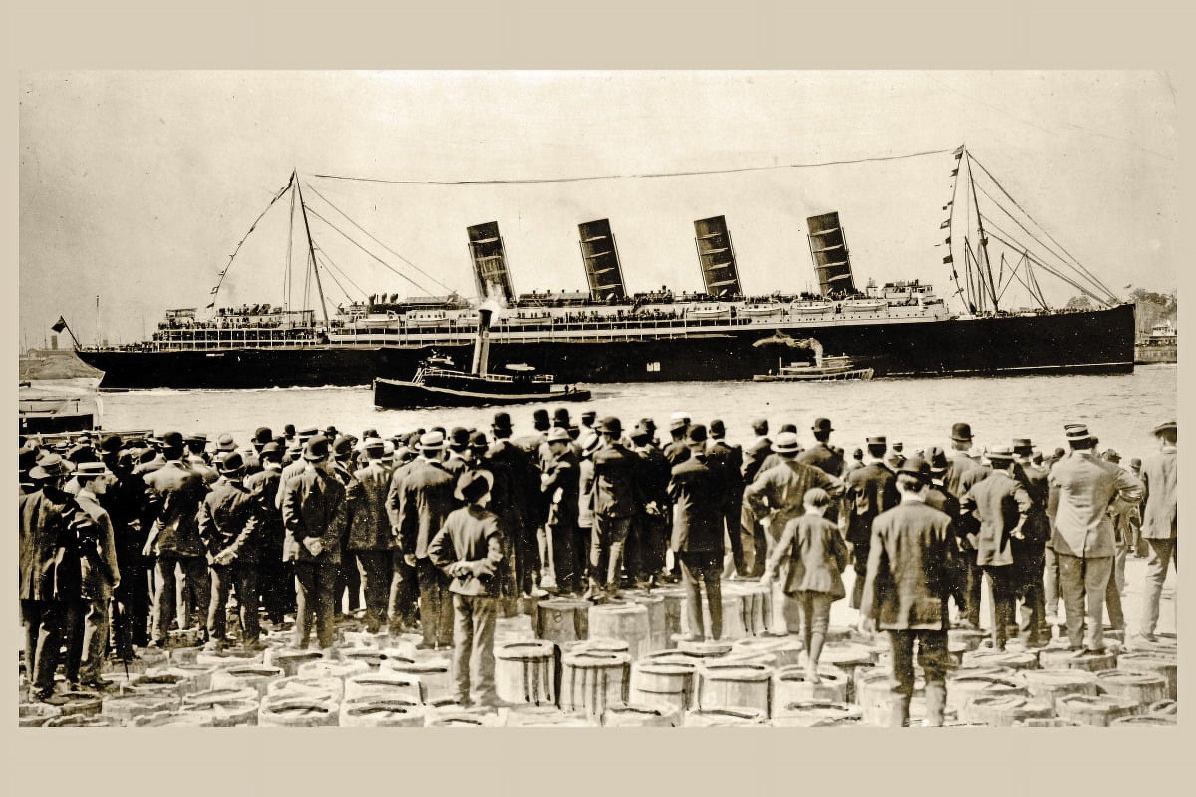 Print: Rms Lusitania, New York City, September 1907, Stern-Side View ...