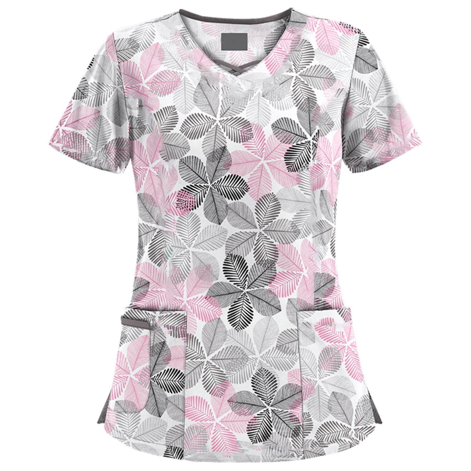 Print Scrub Tops Women Breathable Printed V Neck Plus Size Scrub Tops ...