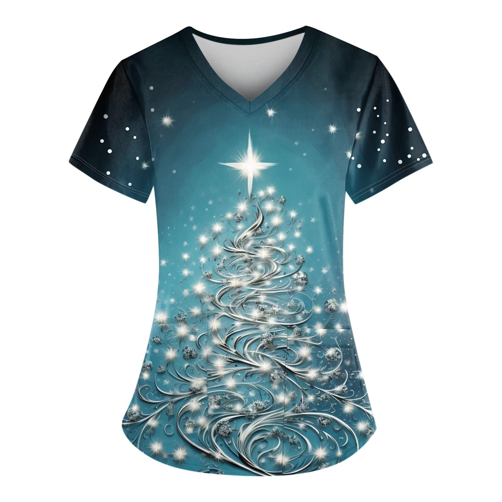 Print Scrub Tops Women, Holiday Healthcare Uniforms Women Snowman ...