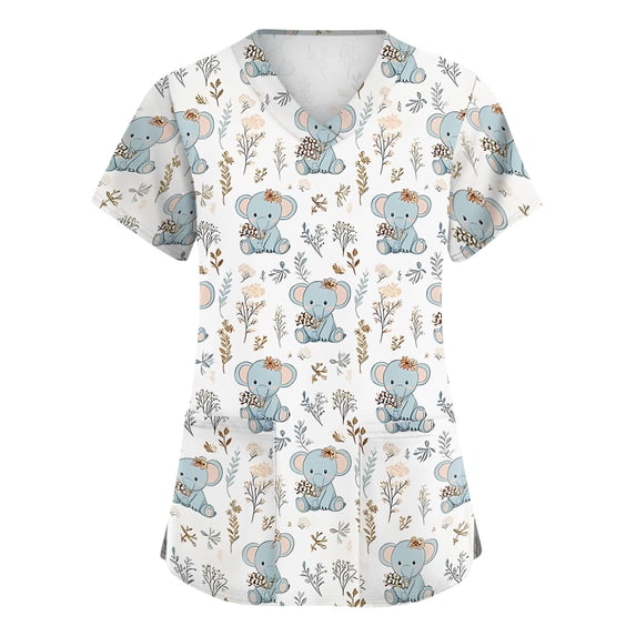 Print Scrubs for Women Nurse Vet Pediatric with Design Fit Plus Size ...