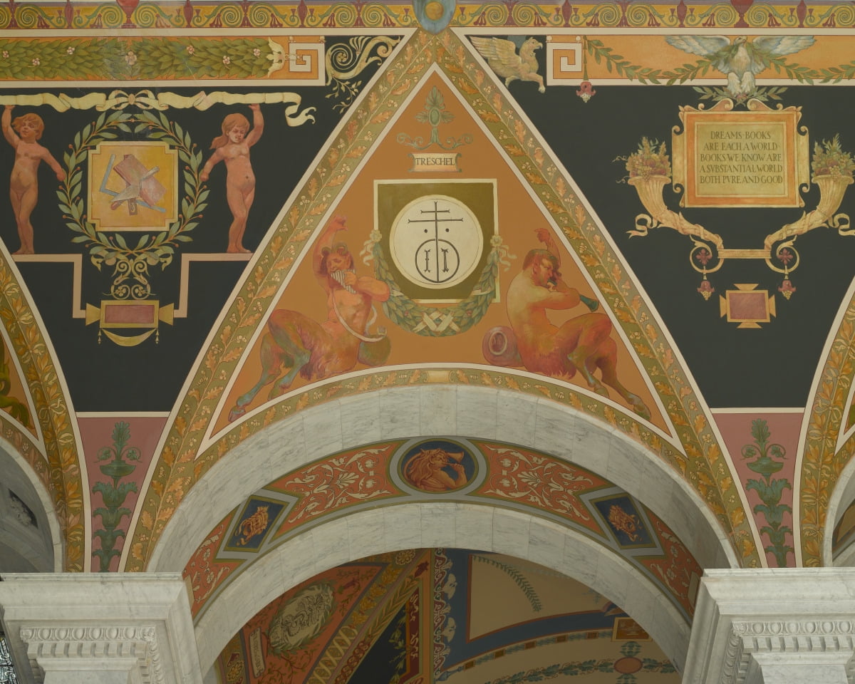 Print: Second Floor Corridor. Printers' Marks+columns. Printer's Mark ...