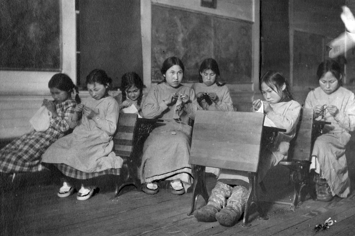 Print: Sewing Class Of Eskimo Government School, circa 1900 - Walmart.com