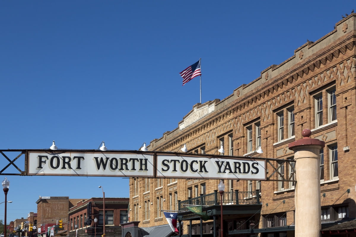 Print: Sign At The Entrance To The Stockyards, A Historic Livestock ...