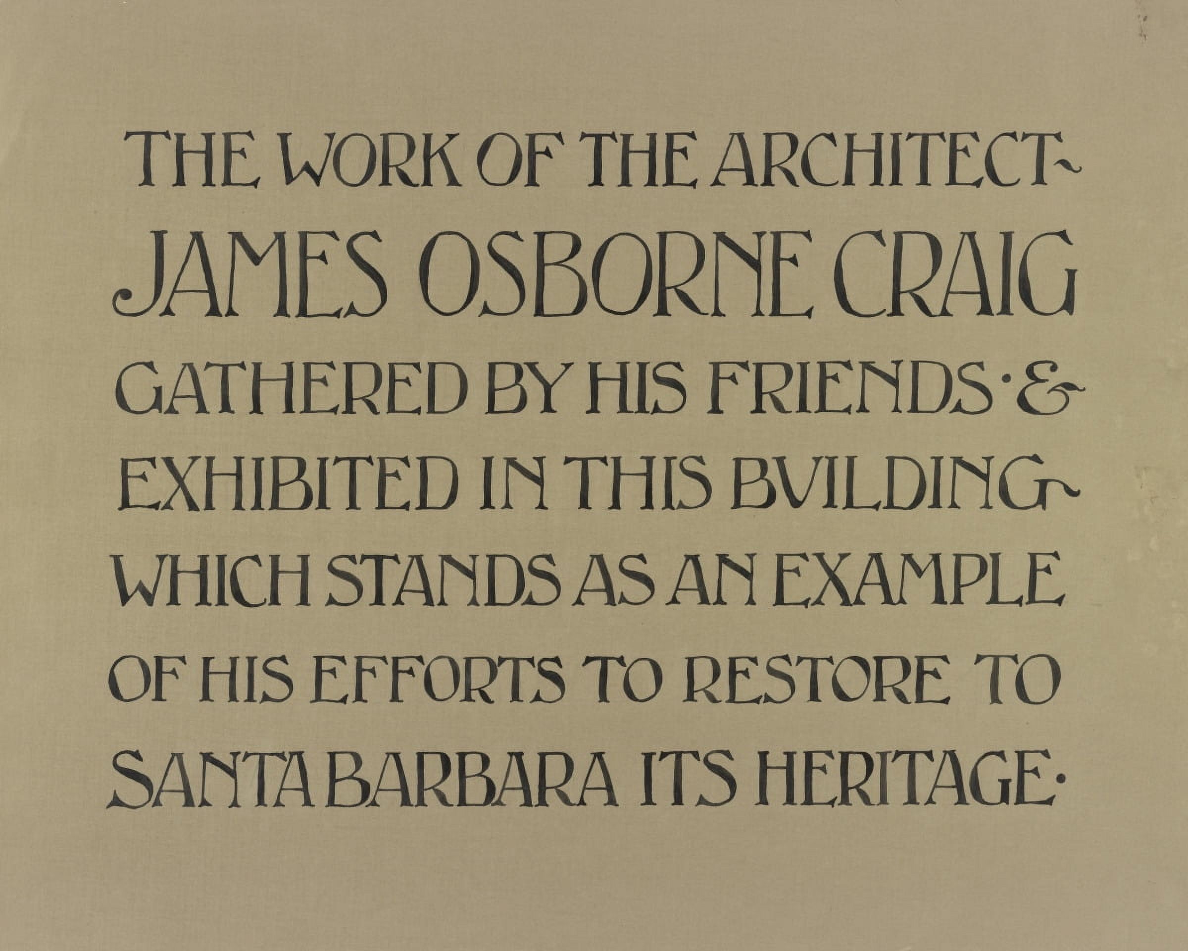 Print: Sign For Exhibit Of Architectural Designs By James Osborne Craig ...