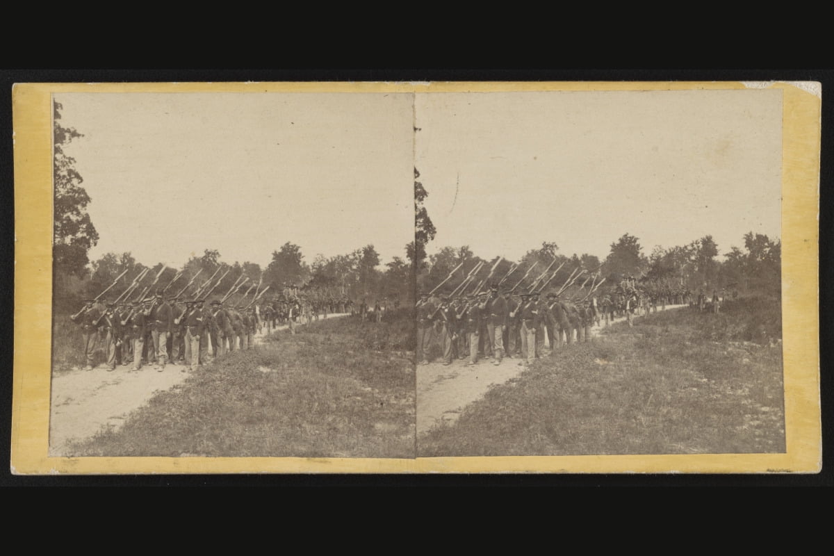 Print: Soldiers From The 134th Illinois Volunteer Infantry Marching At ...