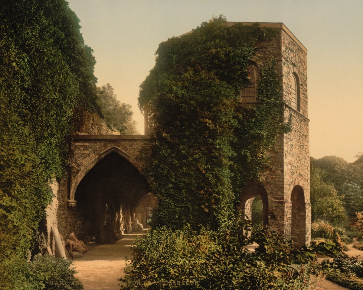 Print: St. Bavon Abbey, The Old Tower, Ghent, Belgium, circa 1890 ...