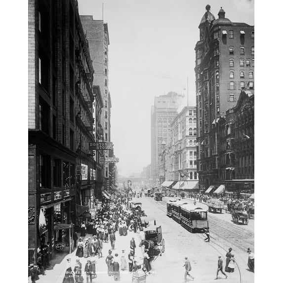 Print: State North From Madison St., Chicago, 1900 - Walmart.com