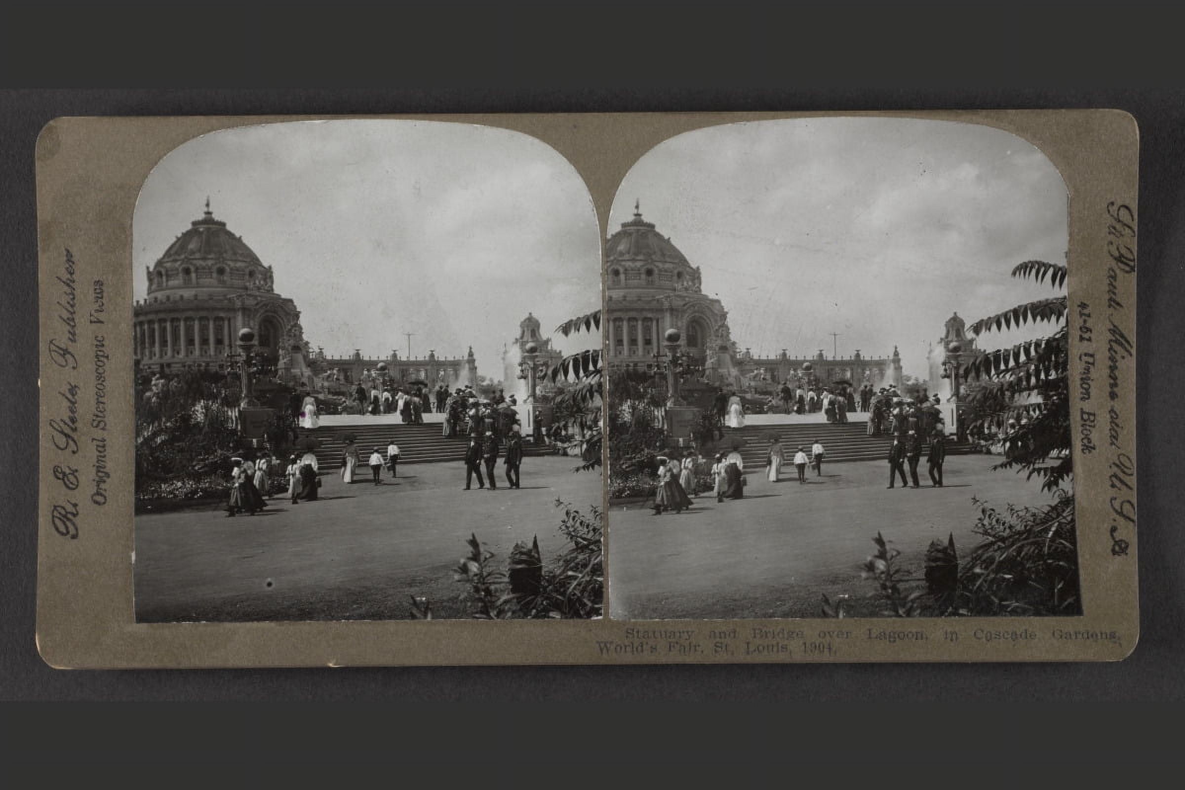 Print: Statuary And Bridge Over Lagoon In Cascade Gardens, World's Fair ...