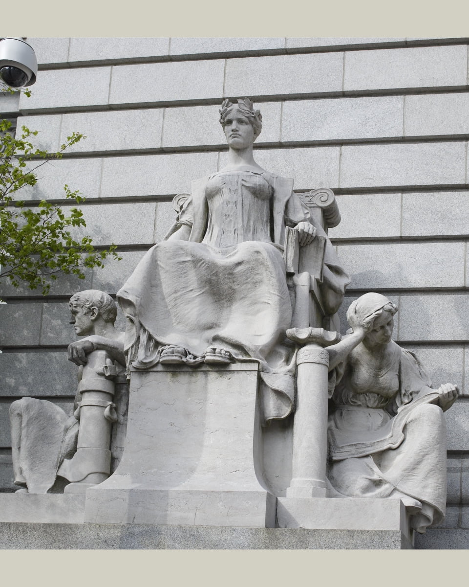 Print: Statues, Federal Building And U.S. Courthouse, Providence, Rhode ...