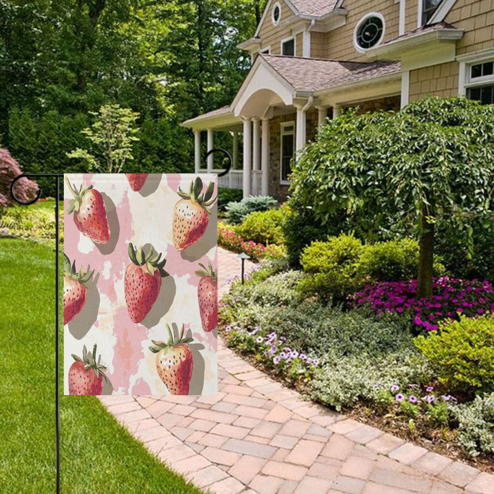 Print Strawberrys Garden Flag Double Sided 12 x 18 Inch Outside Yard ...