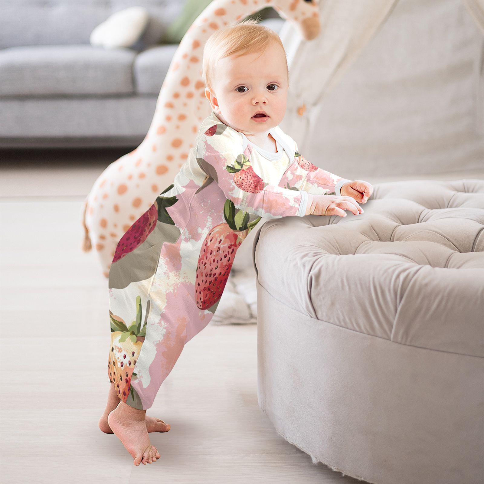 Print Strawberrys Newborn Baby Sleeper Gowns Baby Nightdress Cotton ...
