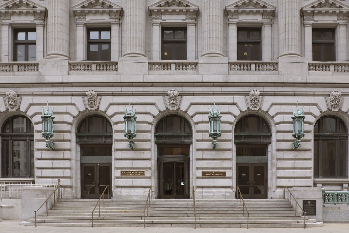 Print: Superior Avenue Entrance, Howard M. Metzenbaum U.S. Courthouse ...