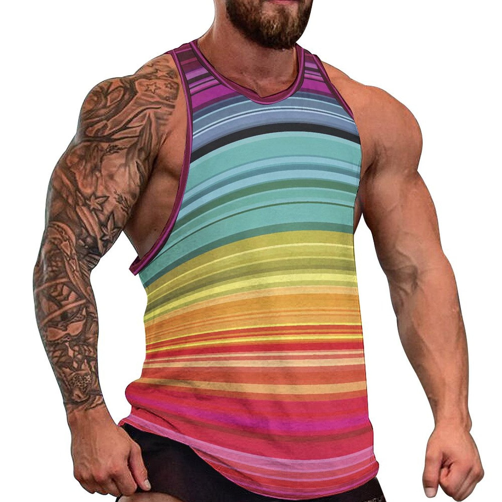Print Tank Top Male Colorful Tie Dye Workout Oversize Tops Beach ...