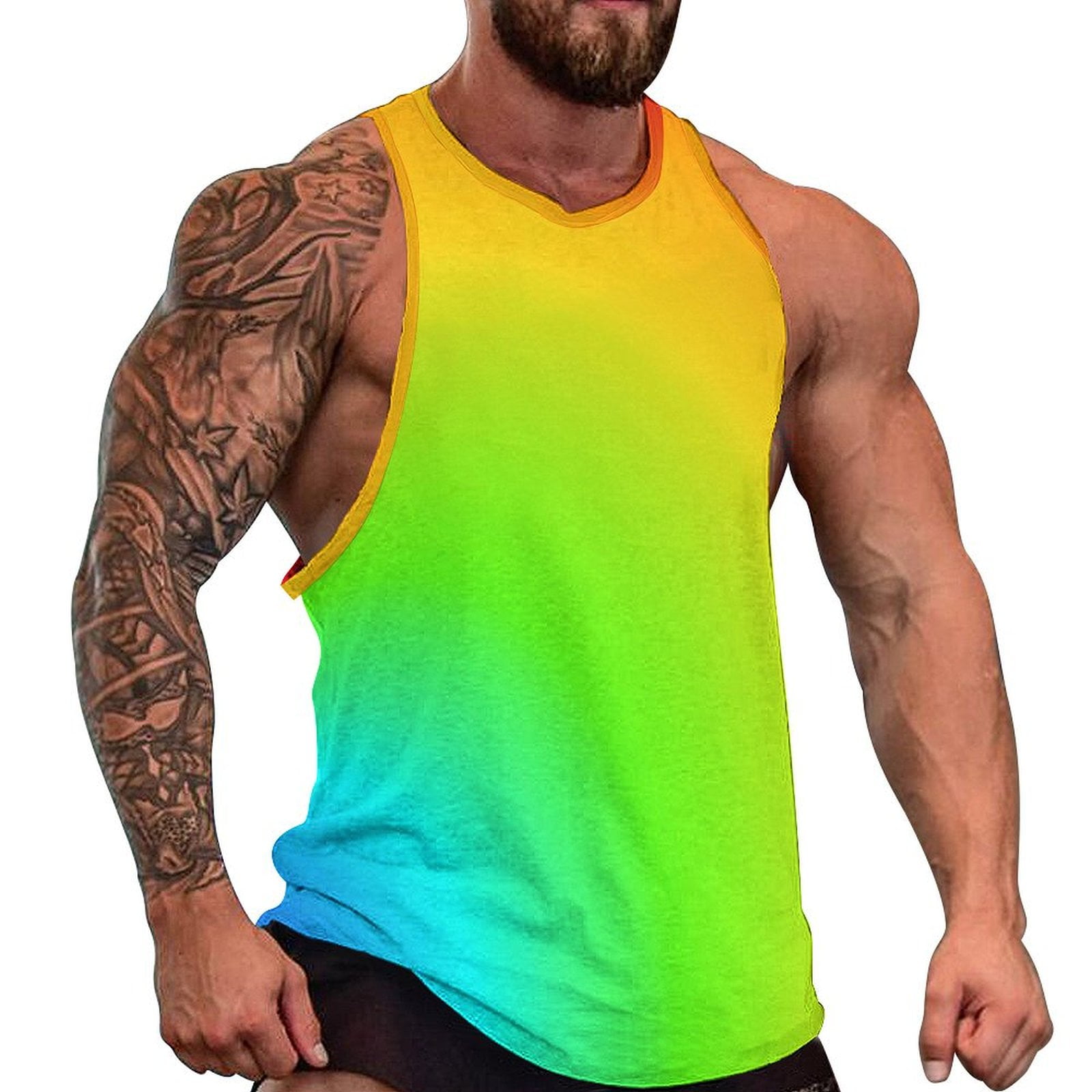Print Tank Top Male Colorful Tie Dye Workout Oversize Tops Beach ...