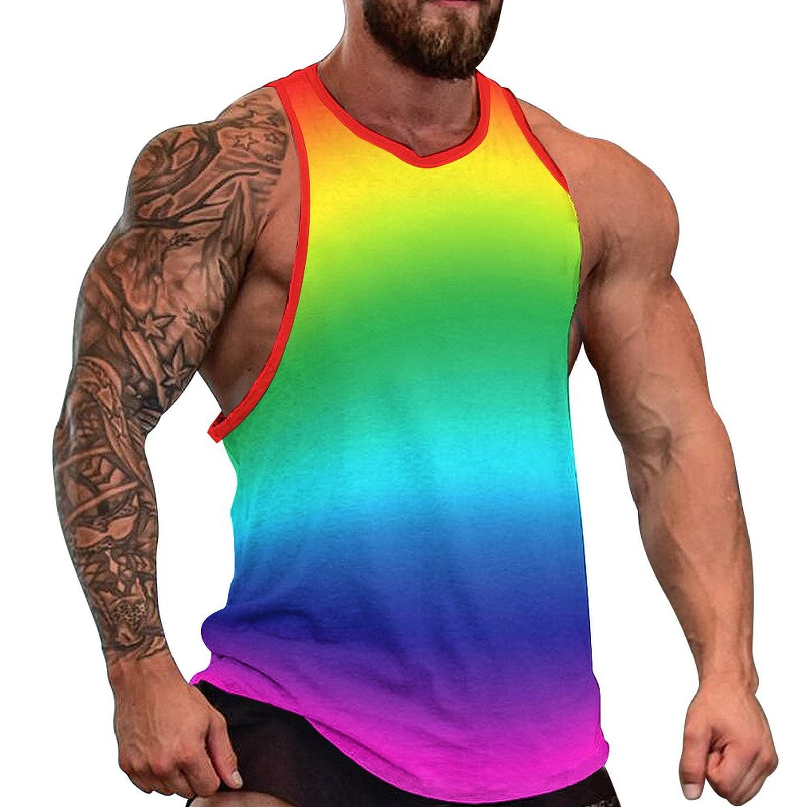 Print Tank Top Male Colorful Tie Dye Workout Oversize Tops Beach ...