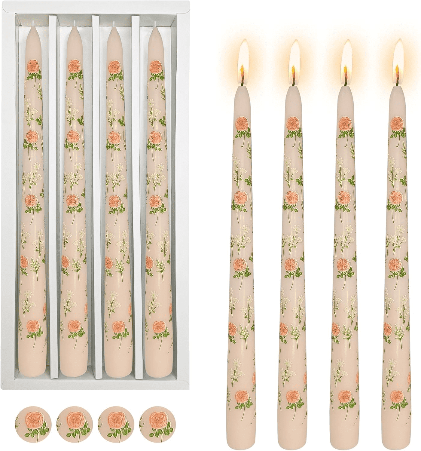 Print Taper Candle Dripless Candlesticks - 4pcs Handmade Twisted Candle ...