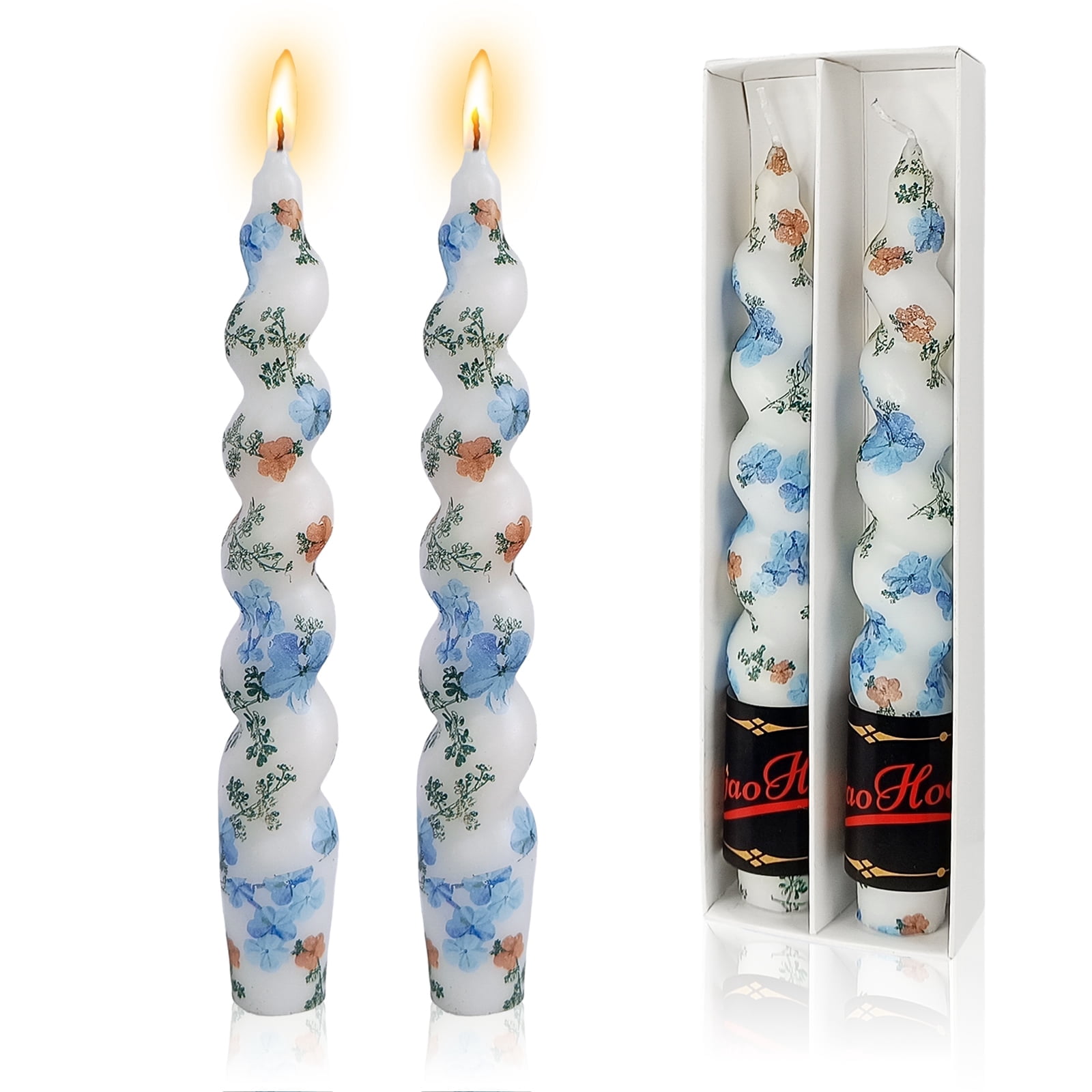 Print Taper Candle Spiral Candlesticks - Set of 2 Handmade Twisted ...