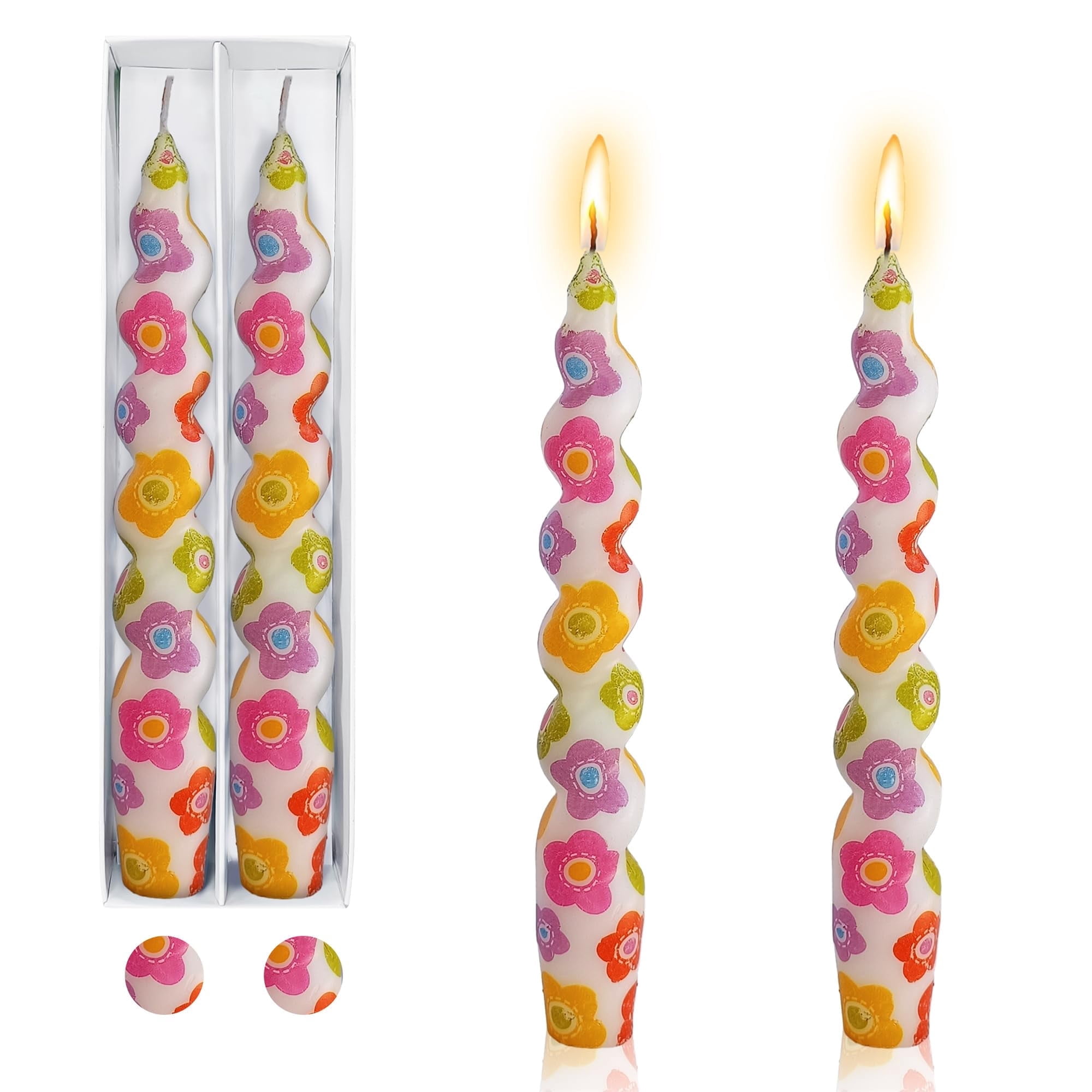 Print Taper Candle Spiral Candlesticks - Set of 2 Handmade Twisted ...