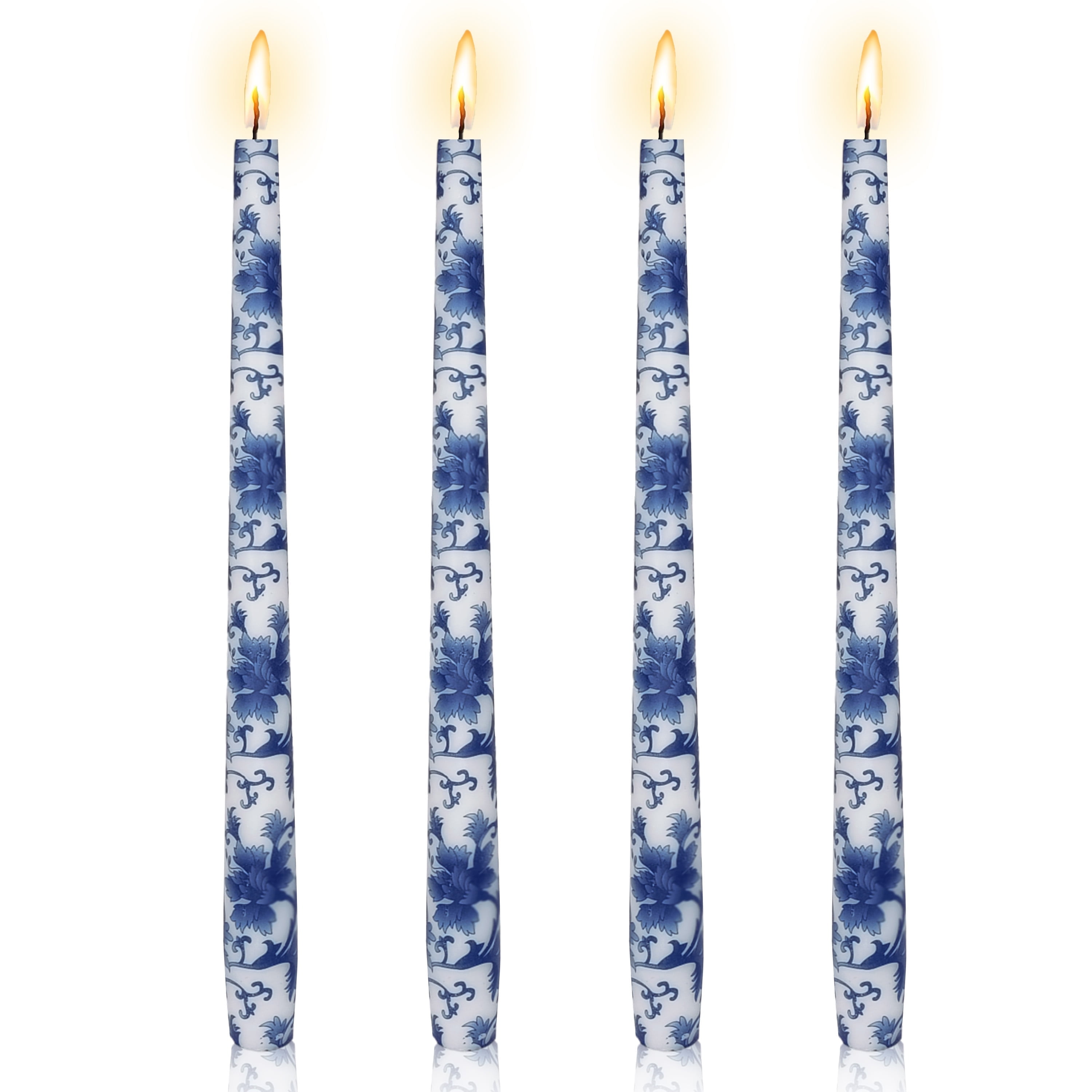 Print Taper Candle Spiral Candlesticks - Set of 4 Blue White Handmade ...