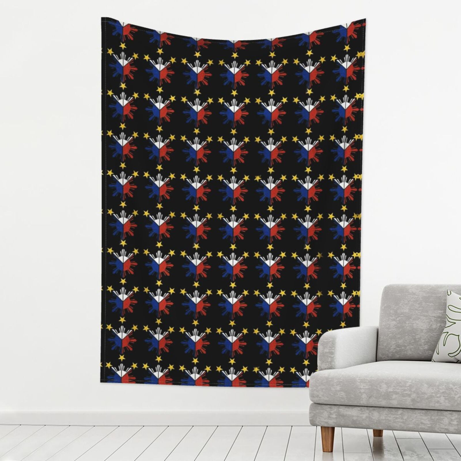 Print Tapestry Filipino Flag Stars And Sun Tapestry Wall Hanging Decor ...