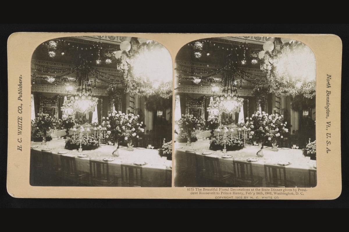 Print: The Beautiful Floral Decorations At The State Dinner Given By ...