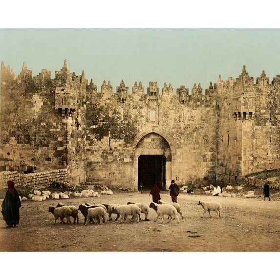 Print: The Damascus Gate, Jerusalem, Holy Land, circa 1890 - Walmart.com