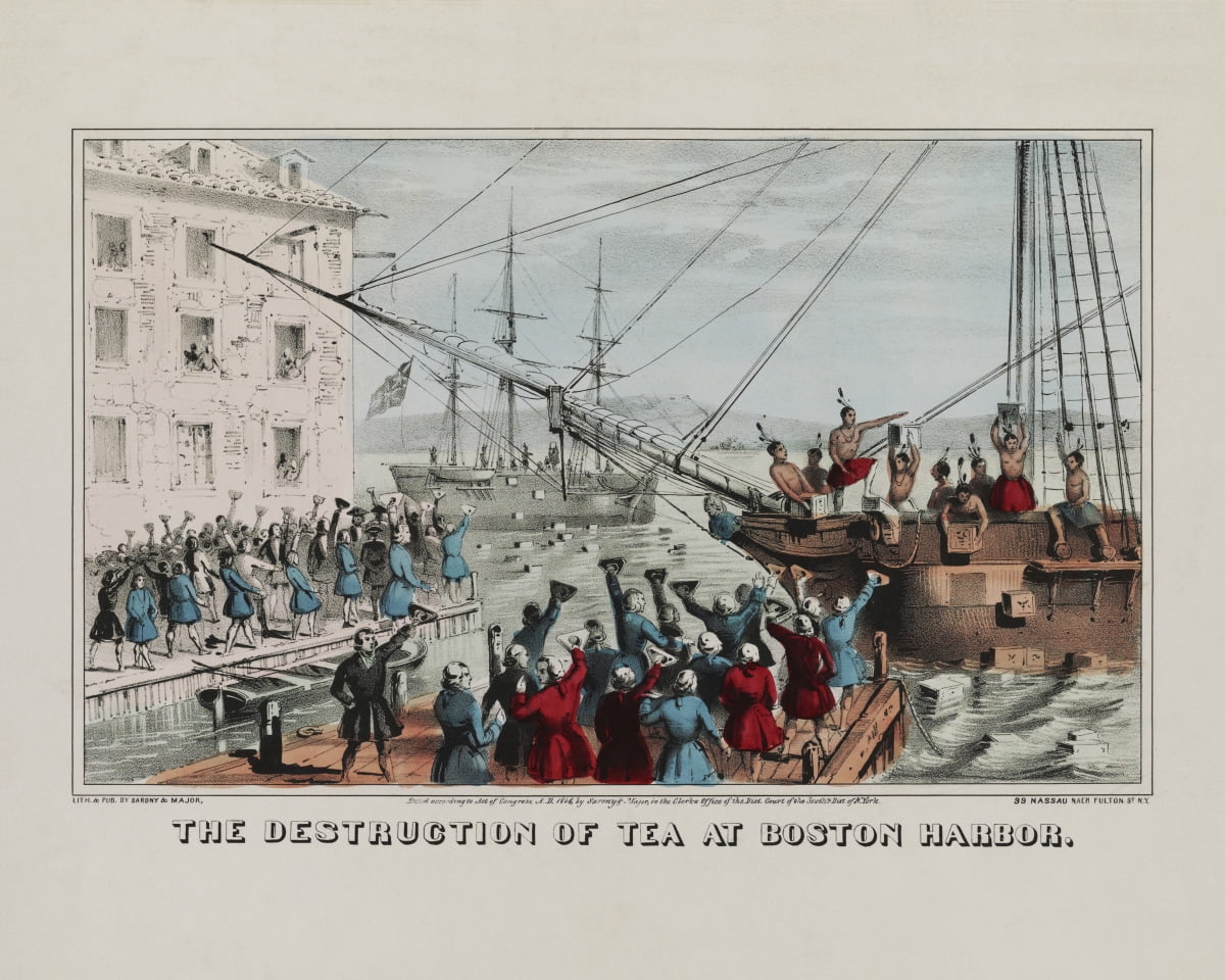 Print: The Destruction Of Tea At Boston Harbor, 1846 - Walmart.com