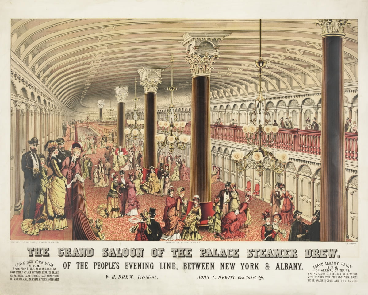 Print: The Grand Saloon Of The Palace Steamer Drew, 1878 - Walmart.com