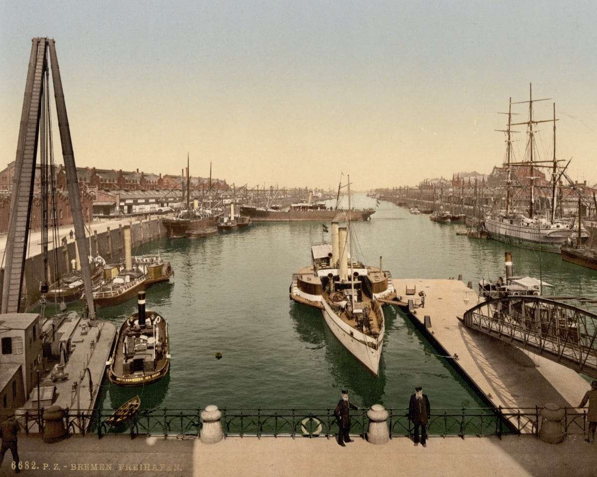 Print: The Harbor (Free Port), Bremen, Germany, circa 1890 - Walmart.com