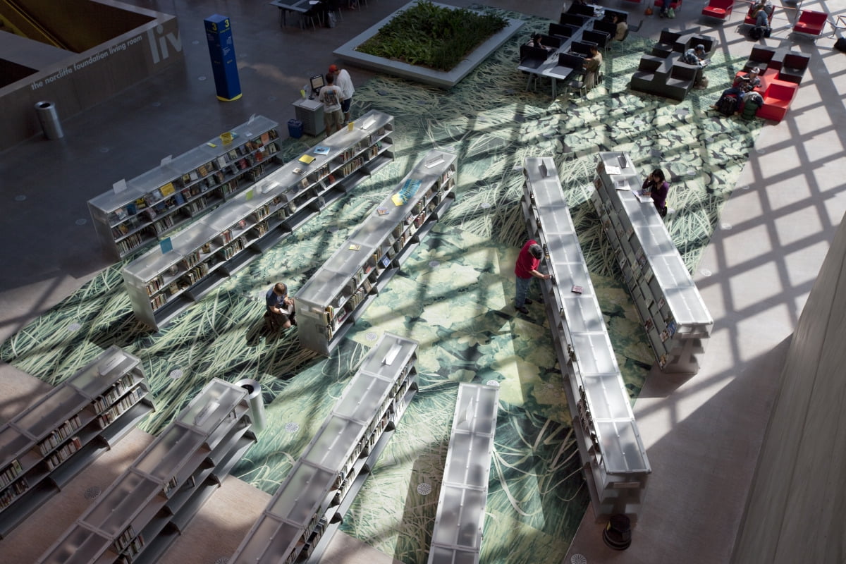 Print: The Seattle Central Library, Interior View. Seattle, Washington ...
