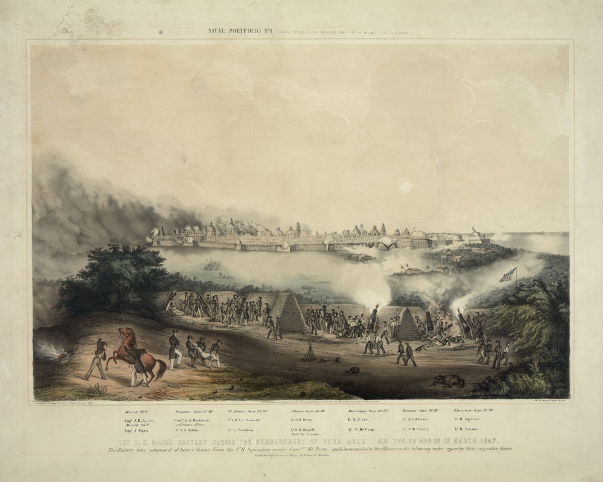 Print: The U.S. Naval Battery During The Bombardment Of Vera Cruz On ...