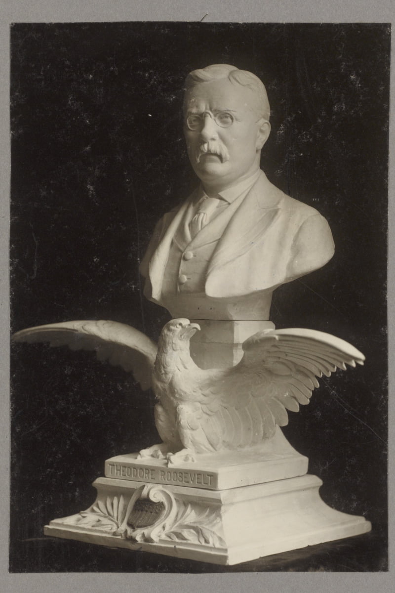 Print: Theodore Roosevelt Bust Sculpture With Eagle At Base, 1904 ...