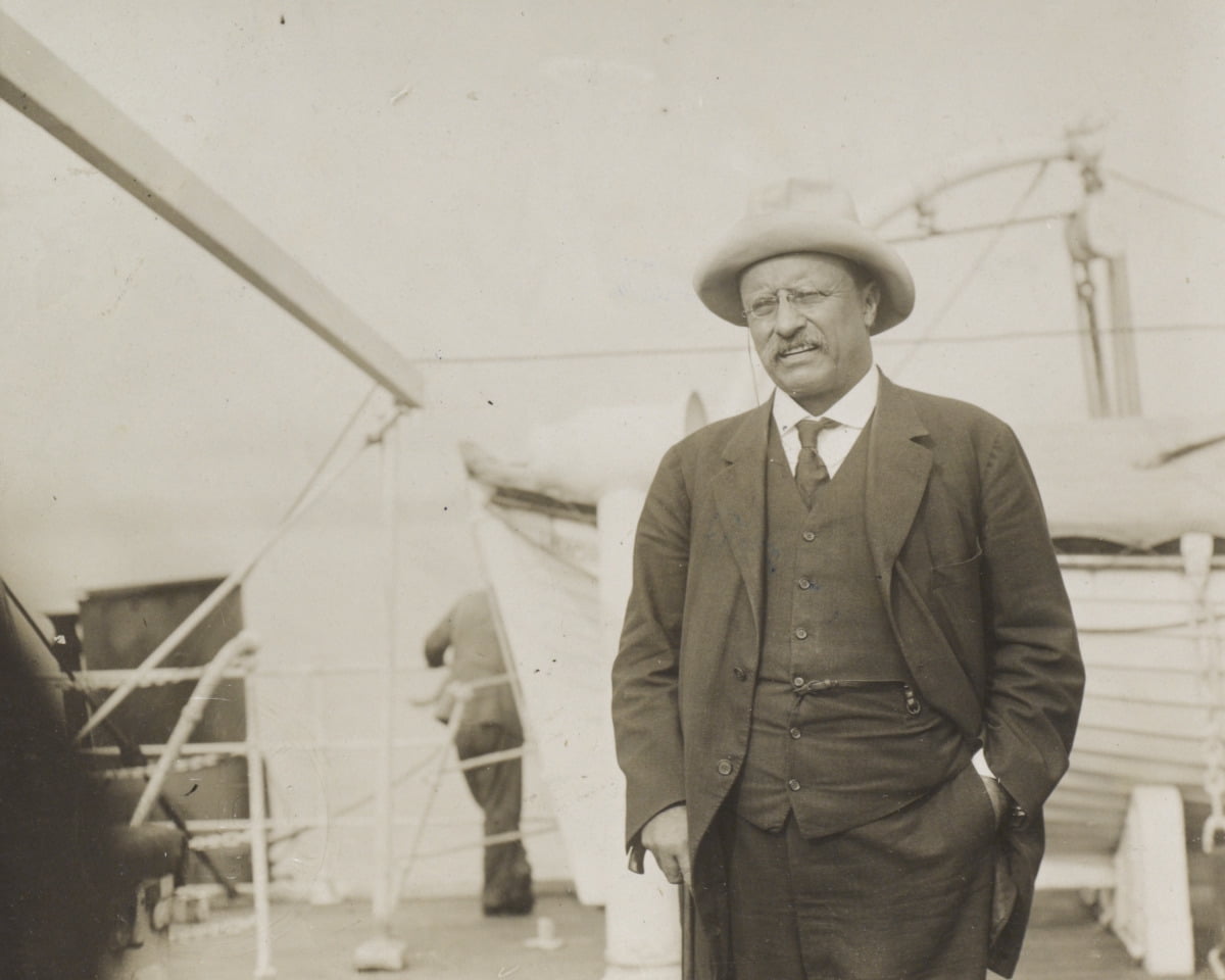 Print: Theodore Roosevelt, Col., On The S.S. Aiden Returning From S ...