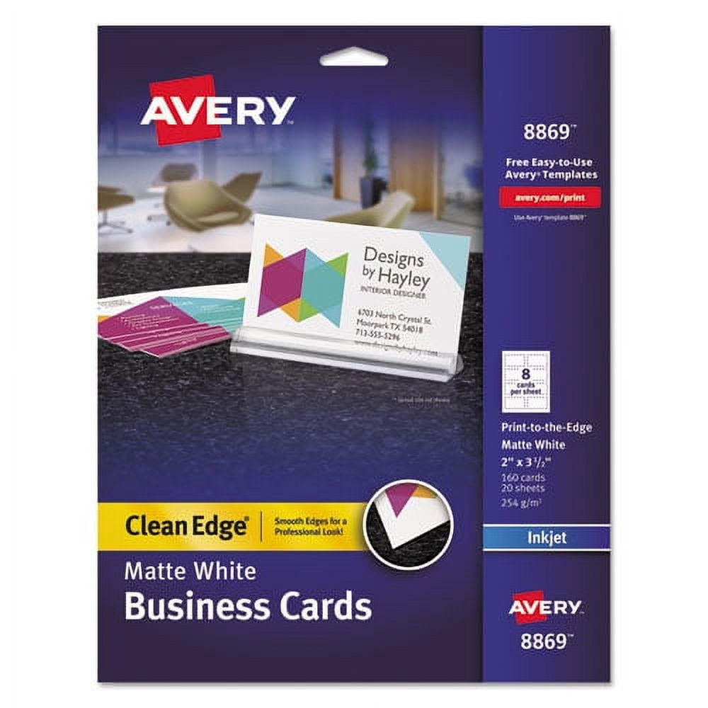 Print-To-The-Edge True Print Business Cards, Inkjet, 2 X 3.5, White ...
